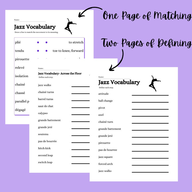 Jazz Dance Vocabulary Packet - Etsy