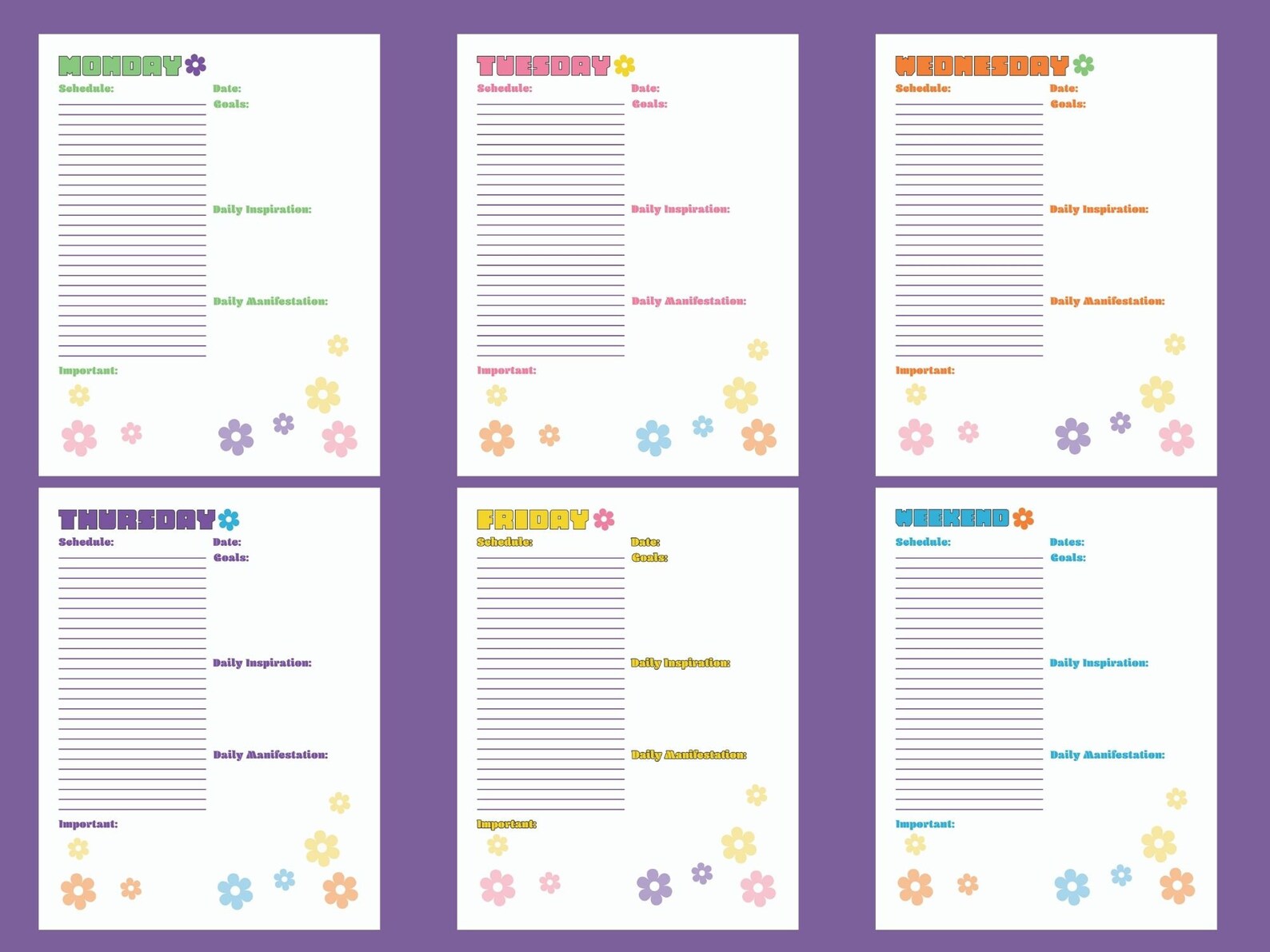 Colorful Daisy Planner Printable - Etsy