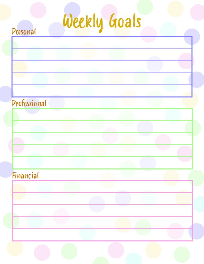 Polka Dot Weekly Planner/to Do Printable PDF - Etsy