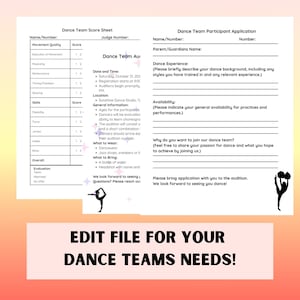 Dance Team Audition Packet Editable Digital File - Etsy