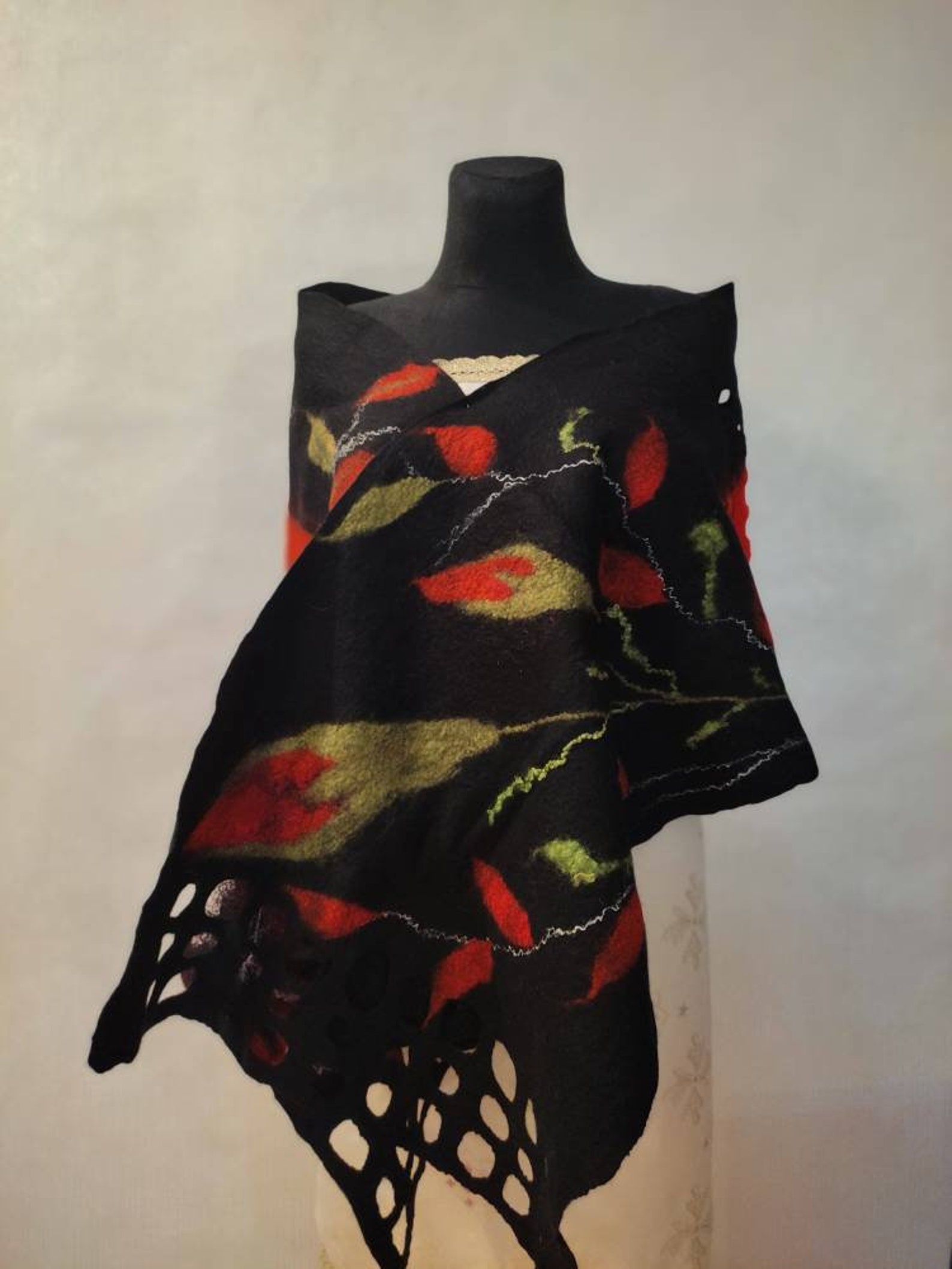 Beautiful and Unique Felt Woolen Scarf Felted Hand Scarf - Etsy