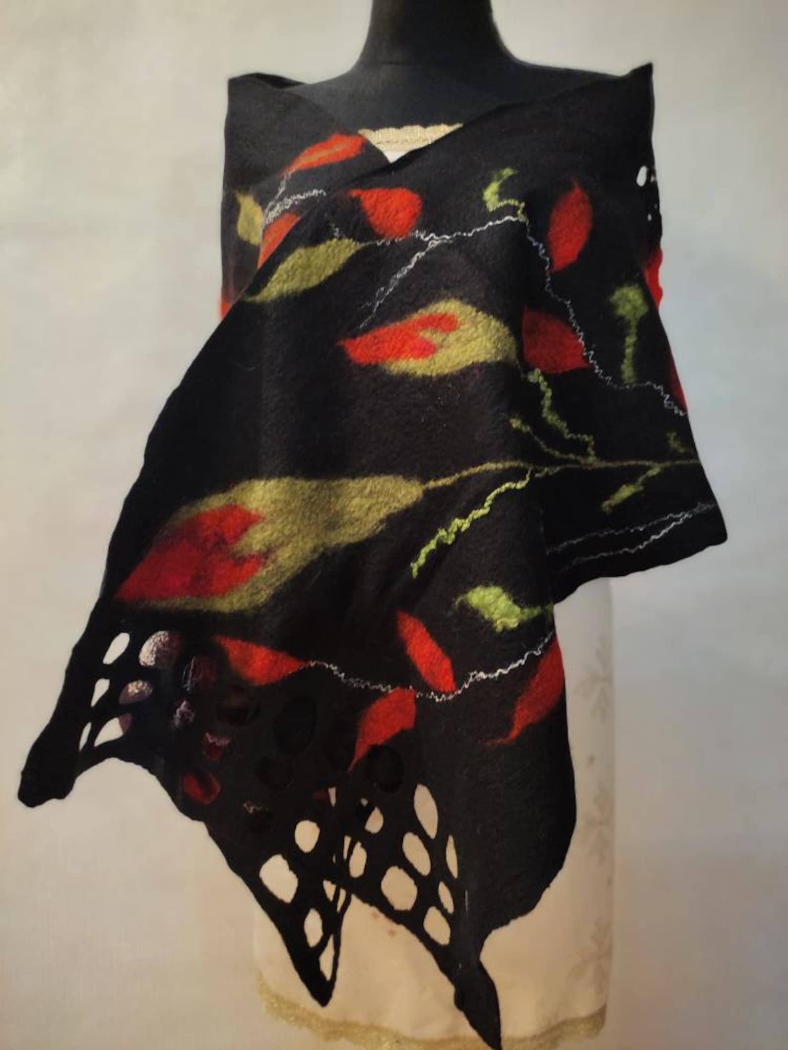 Beautiful and Unique Felt Woolen Scarf Felted Hand Scarf - Etsy