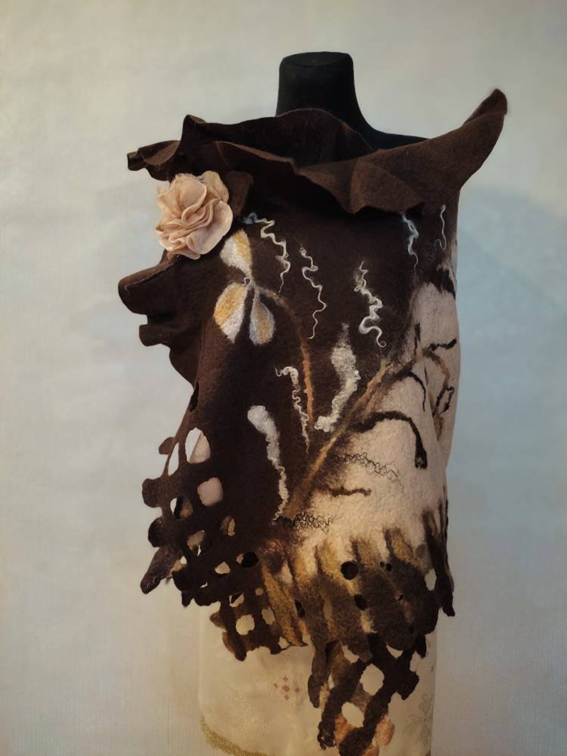 Beautiful and Unique Felt Woolen Scarf , Felted Scarf, Felted Hand ...