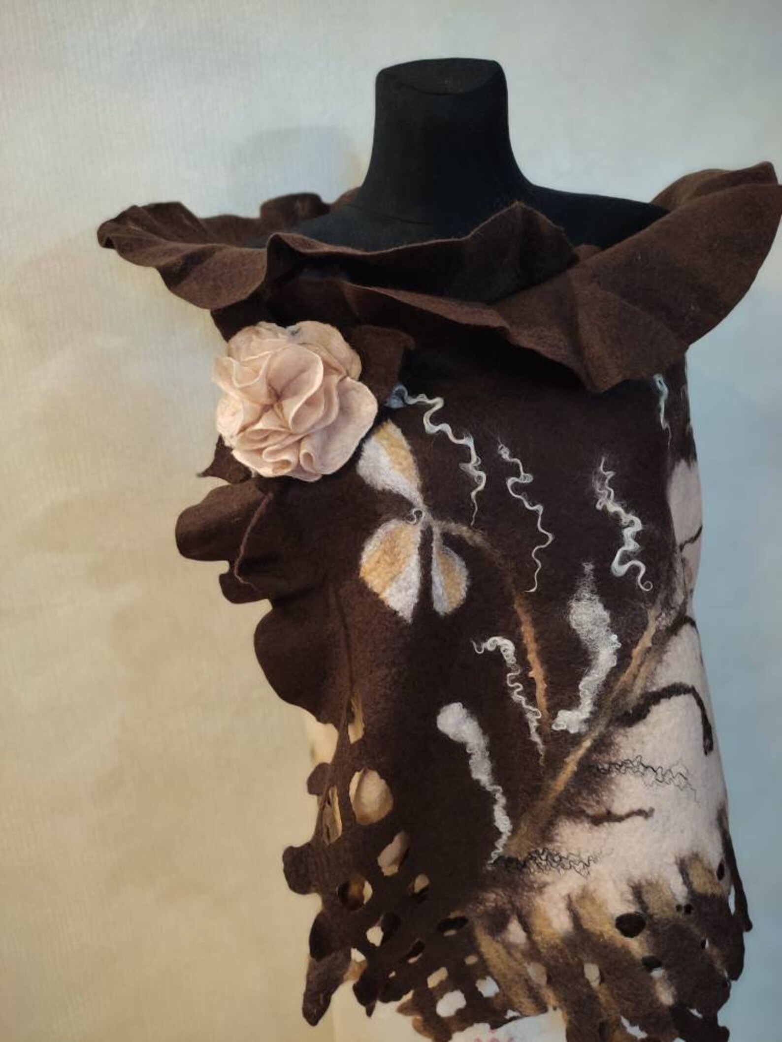 Beautiful and Unique Felt Woolen Scarf , Felted Scarf, Felted Hand ...