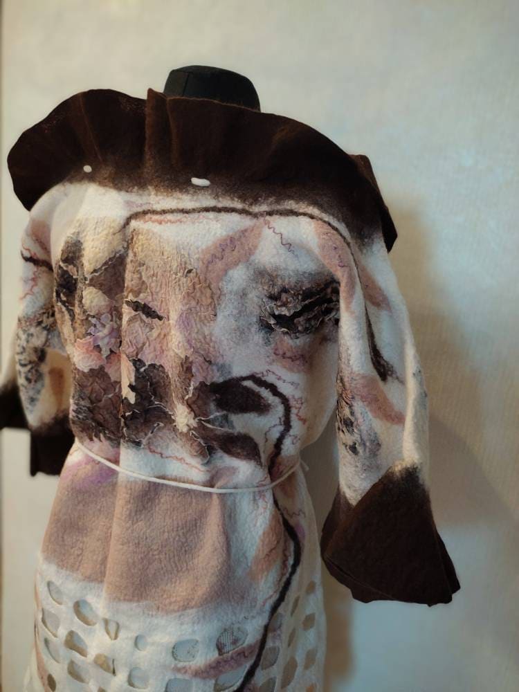 Beautiful and Unique Felted Hand Made Woolen Jacket for Women Natural ...