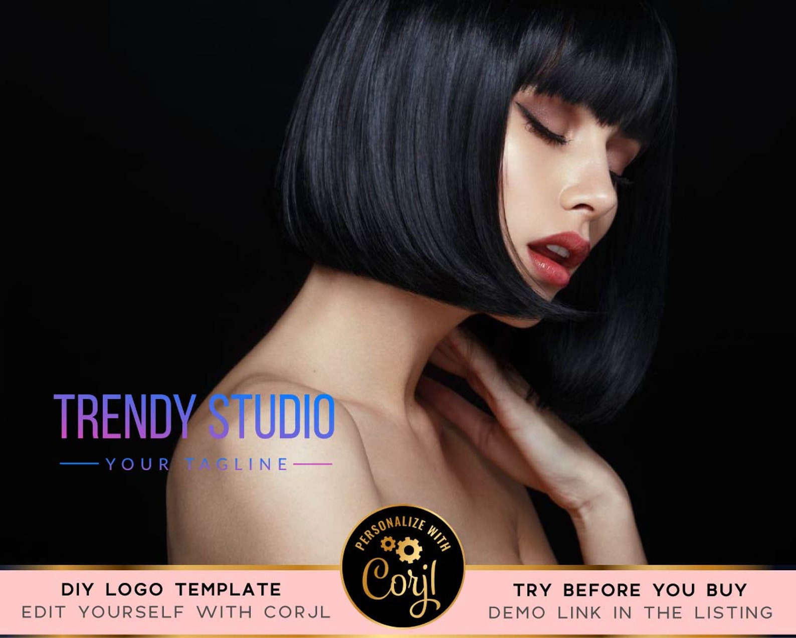 DIY LOGO DESIGN Purple Blue Logo Corjl Logo Template | Etsy