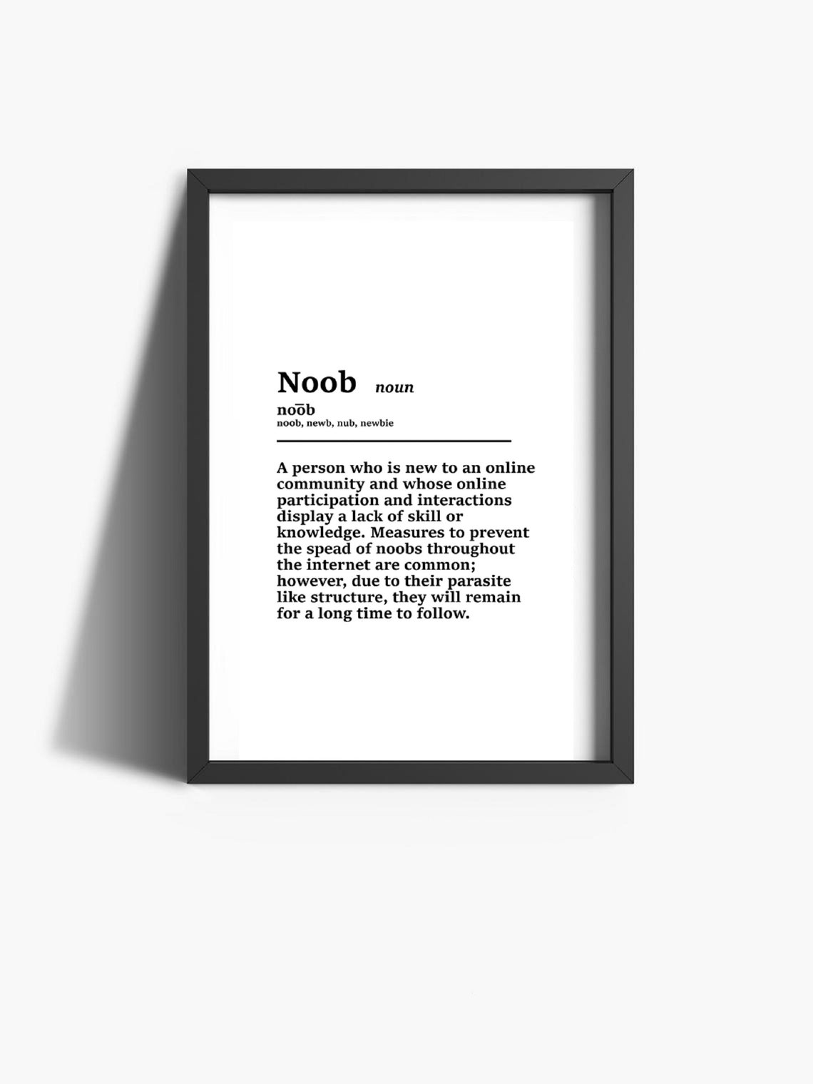 Noob Definition, Gamer Print, Gamer Digital Printable - Etsy