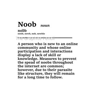 Noob Definition, Gamer Print, Gamer Digital Printable - Etsy