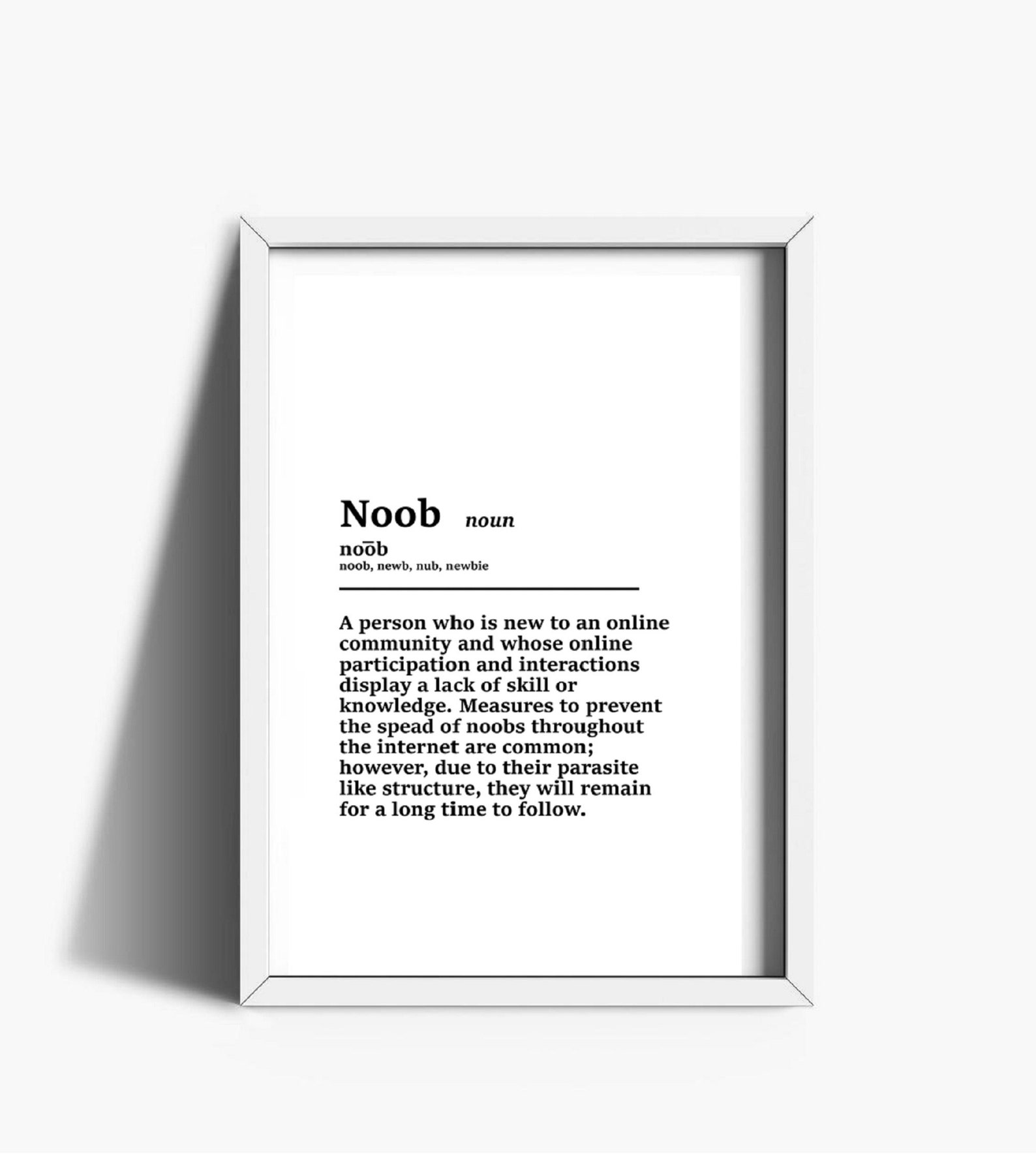 Noob Definition Gamer Print Gamer Digital Printable - Etsy