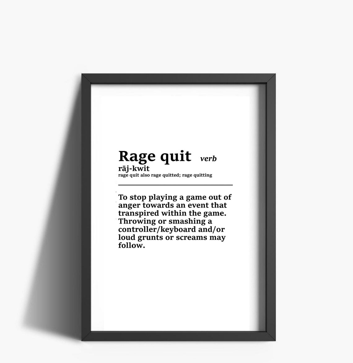 Rage Quit Definition, Gamer Print, Gamer Digital Printable - Etsy