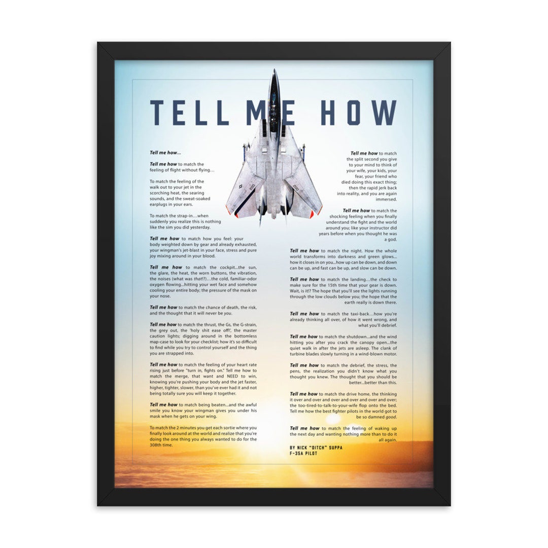 F-14 Tomcat Framed Print: Military Aviation Art, "tell Me How" Poem - Etsy