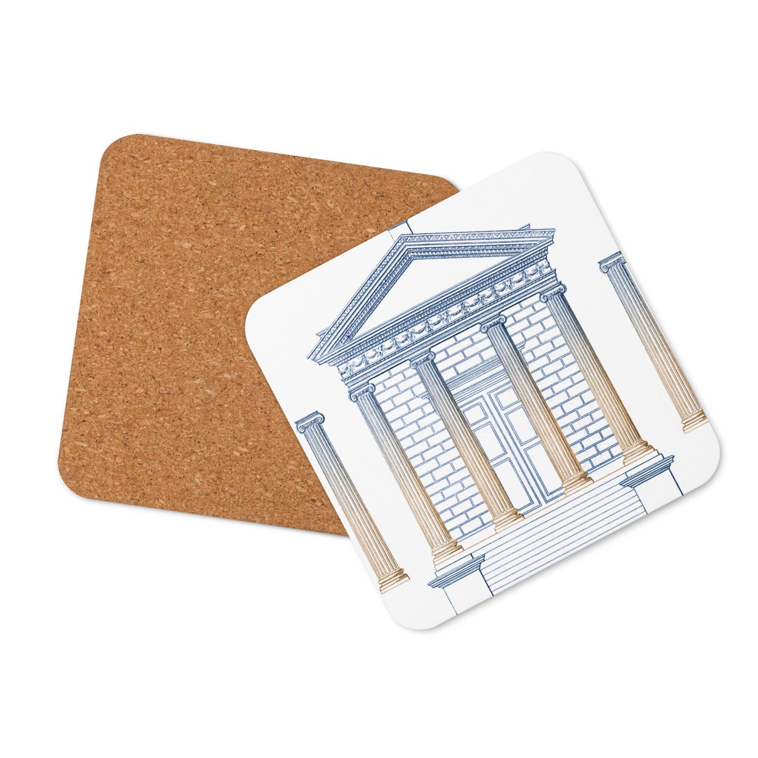 Cork-back Coaster With Classic Columns - Etsy