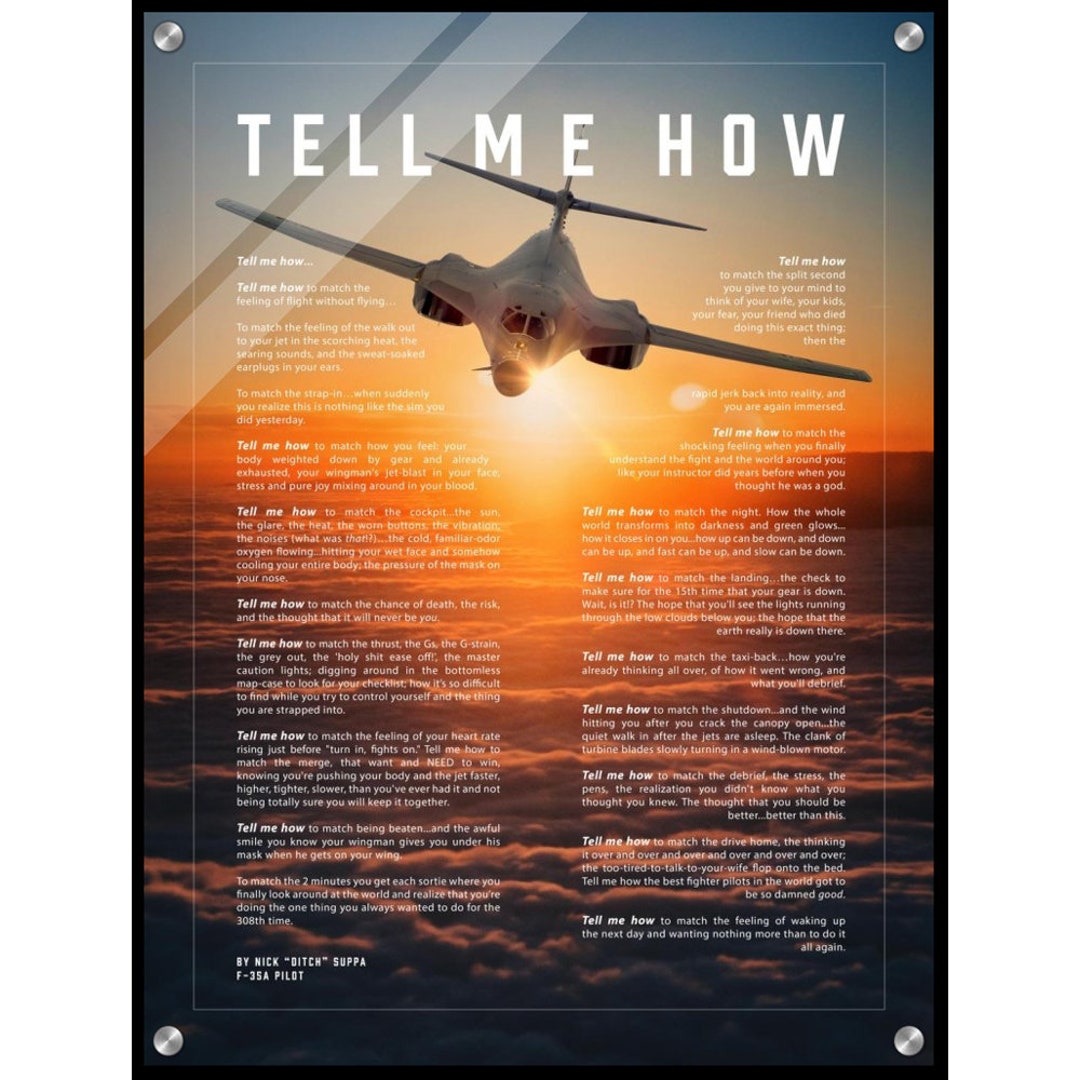 B-1B Bone Bomber Acrylic Print: Military Flight 'tell Me How' (18x24 ...