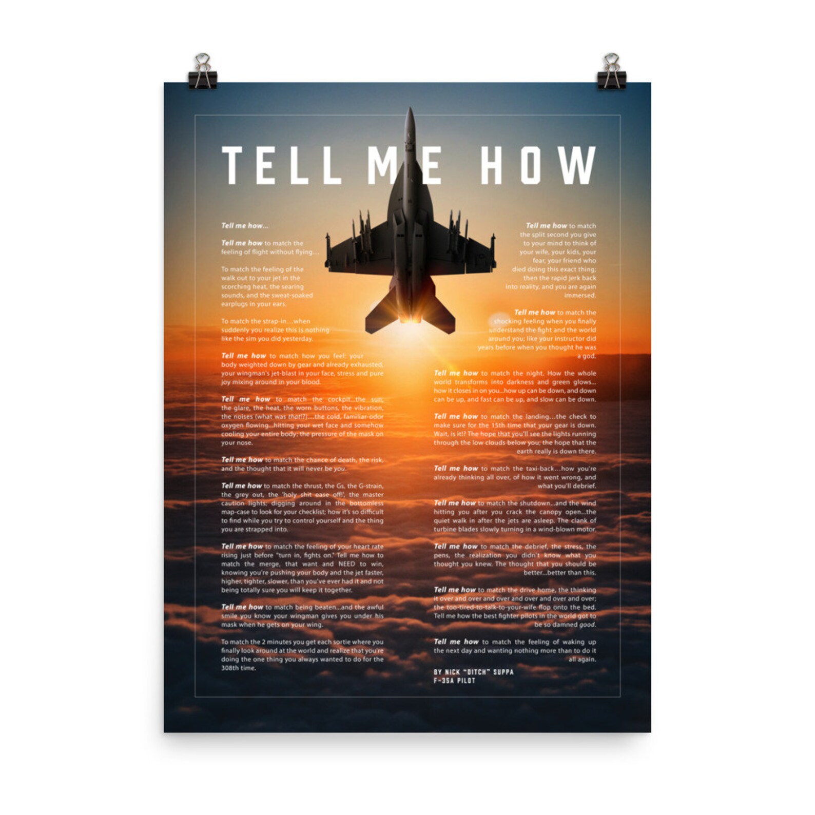 F/A-18E/F Super Hornet Poster With Tell Me How Ode to Military Flight ...