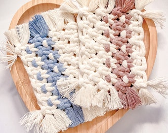 Macrame Coaster Set Square - Etsy