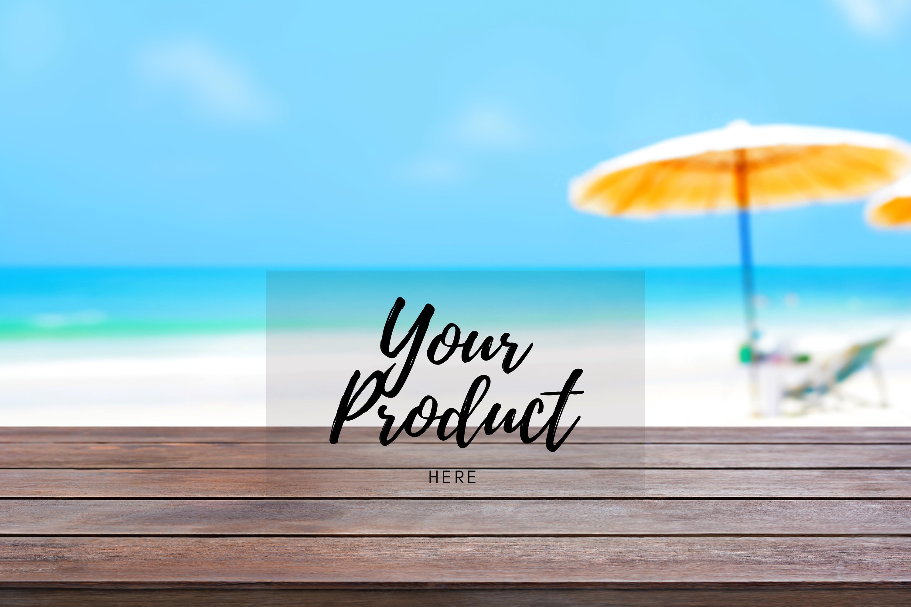 Wood Table Top Mock up on Summer Beach Background / Digital - Etsy