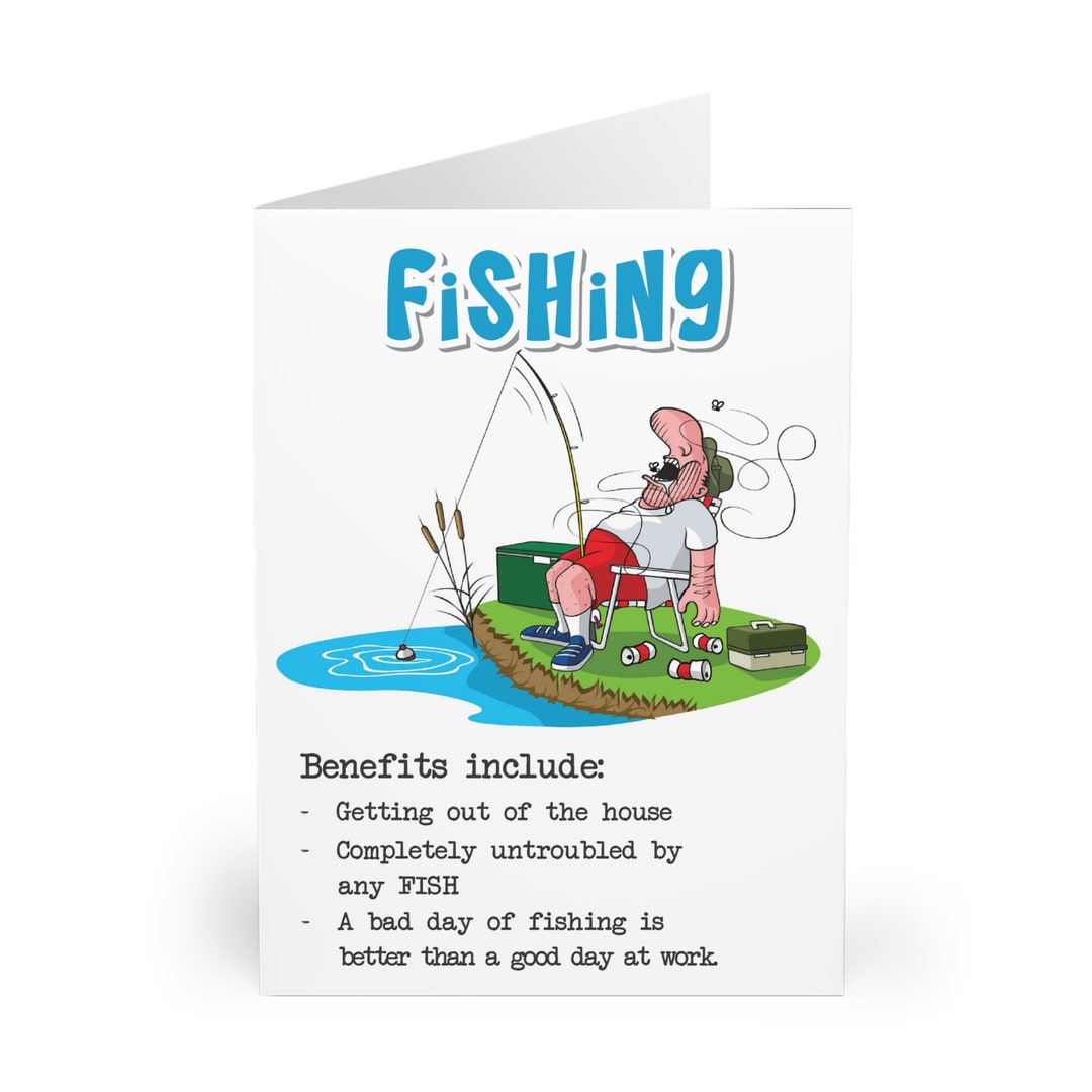 Fishing Greeting Card With Relaxing Angler Illustration - Etsy