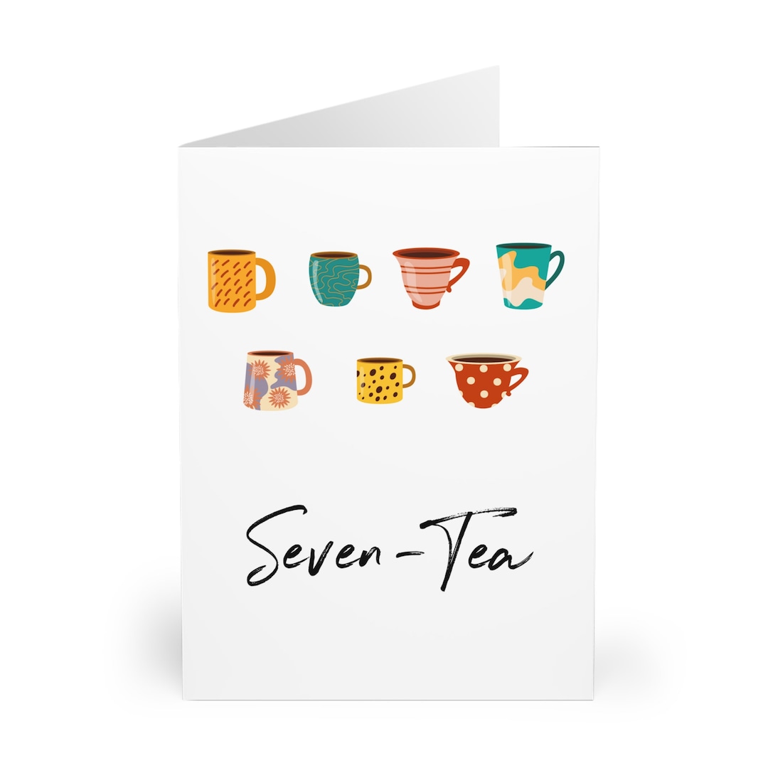 Seven-tea 70th Birthday Greeting Card Colourful Tea Caps - Etsy