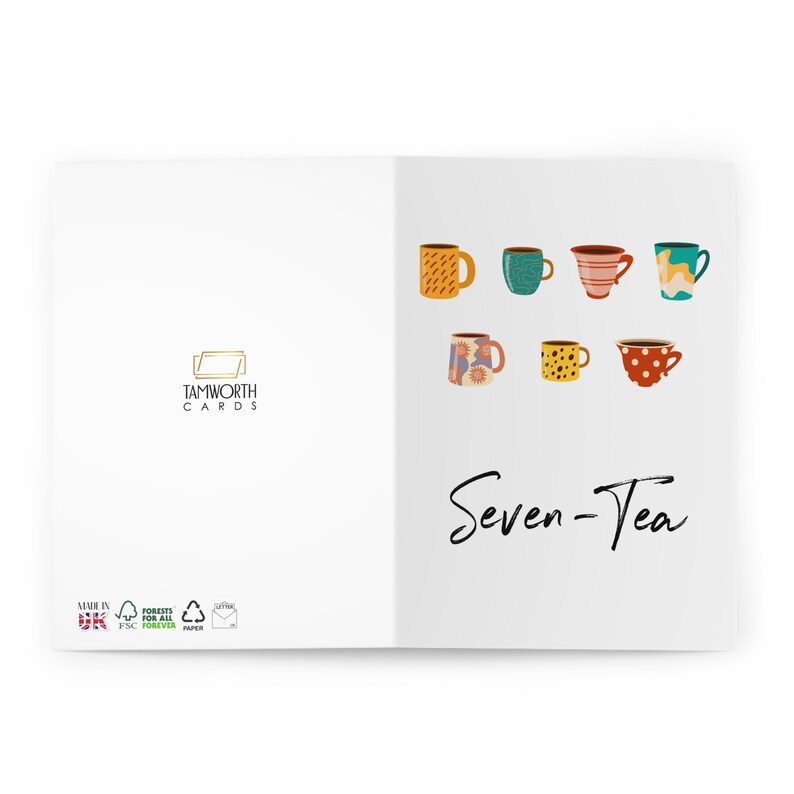 Seven-tea 70th Birthday Greeting Card Colourful Tea Caps - Etsy
