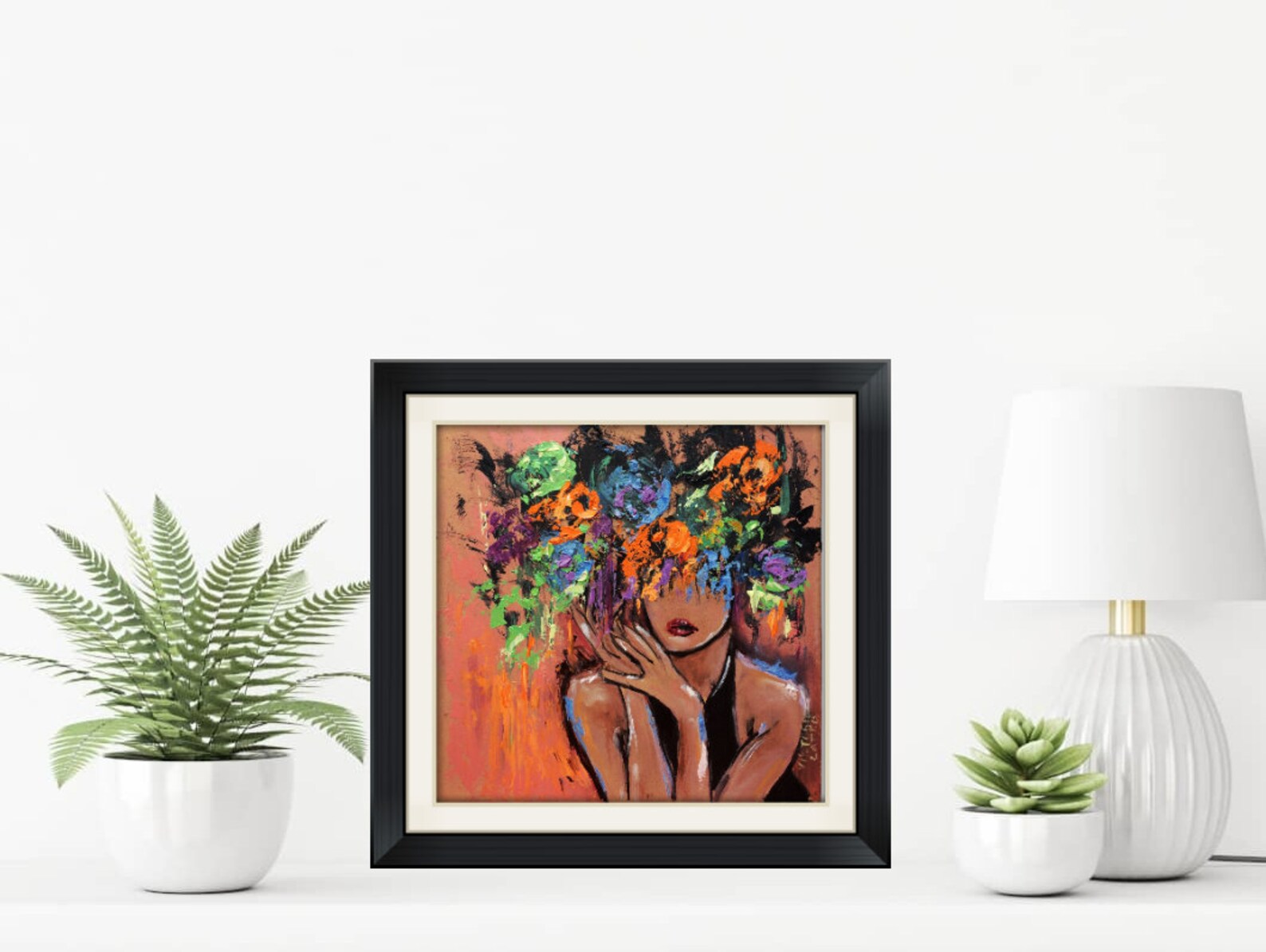 Woman Face Artwork Original Art Faceless Portrait Painting | Etsy