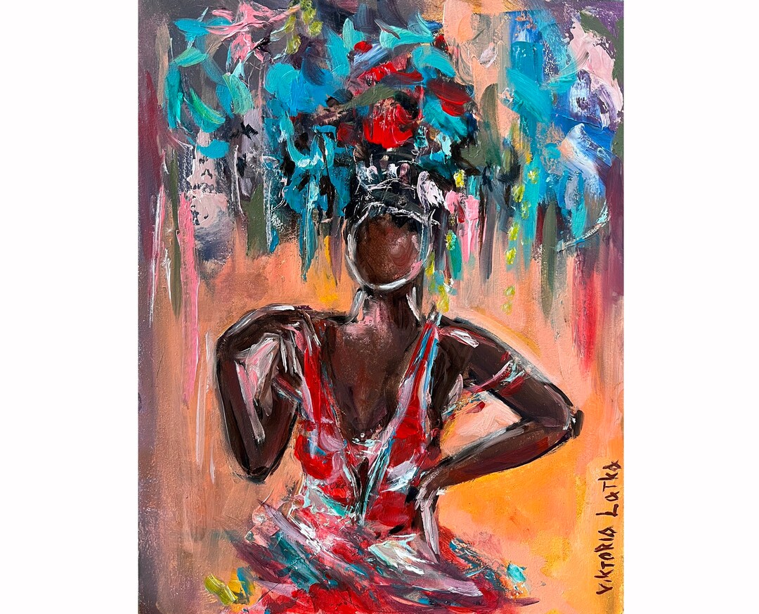 African American Art Original Painting Faceless Woman Artwork Black ...
