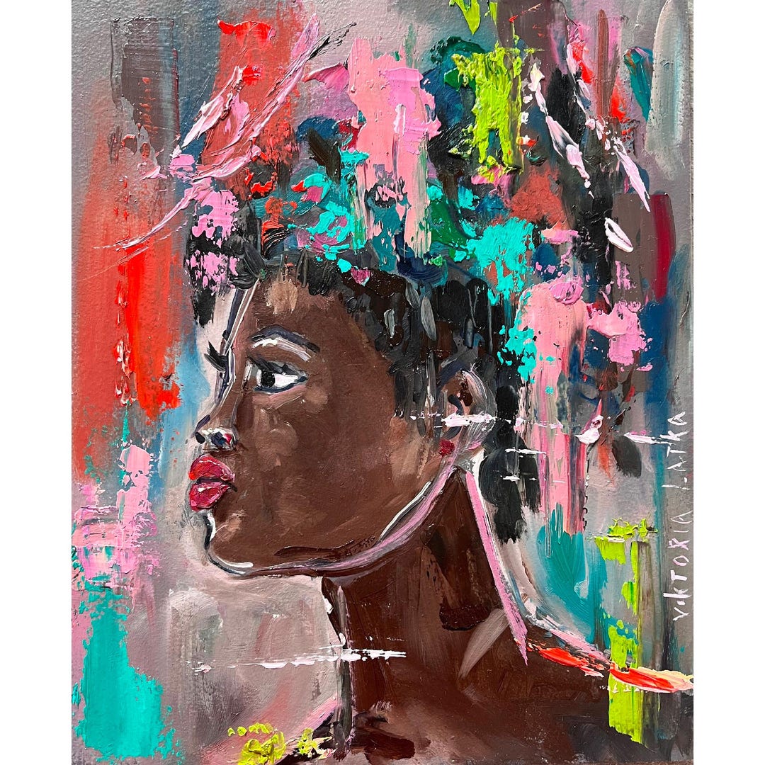 Black Woman Painting Original Art Woman Face Art African American Art Female Portrait Art 10 by ...