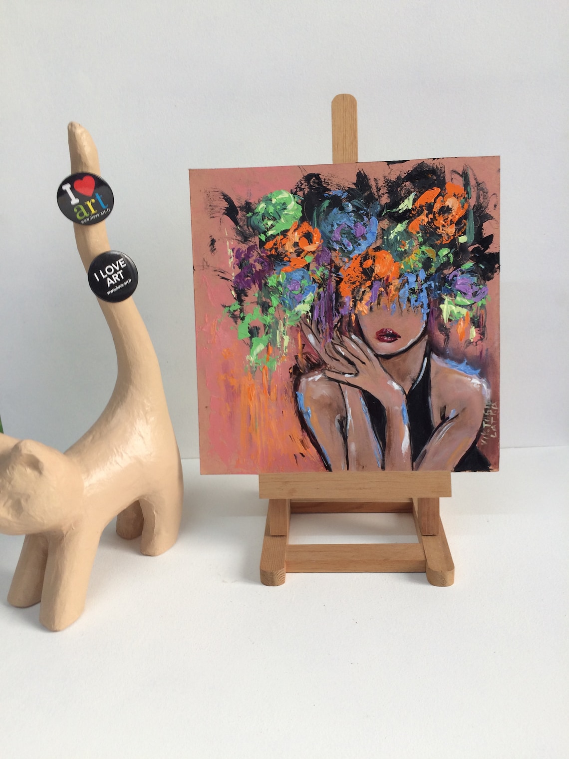 Woman Face Artwork Original Art Faceless Portrait Painting | Etsy