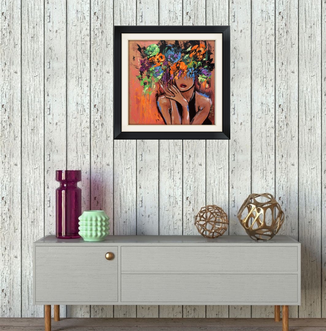 Woman Face Artwork Original Art Faceless Portrait Painting | Etsy