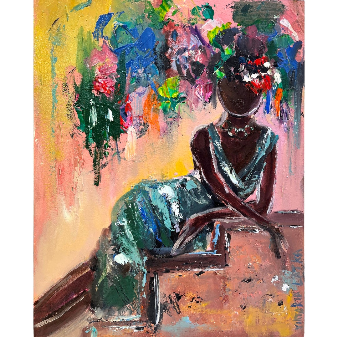 Woman Painting Original Art Flowers Woman Art Faceless Woman Painting ...