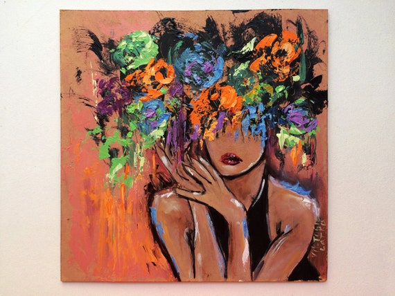 Woman Face Artwork Original Art Faceless Portrait Painting | Etsy