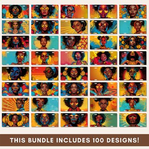 Afro Women PNG for Sublimation Bundle License Plate Sublimation Design ...