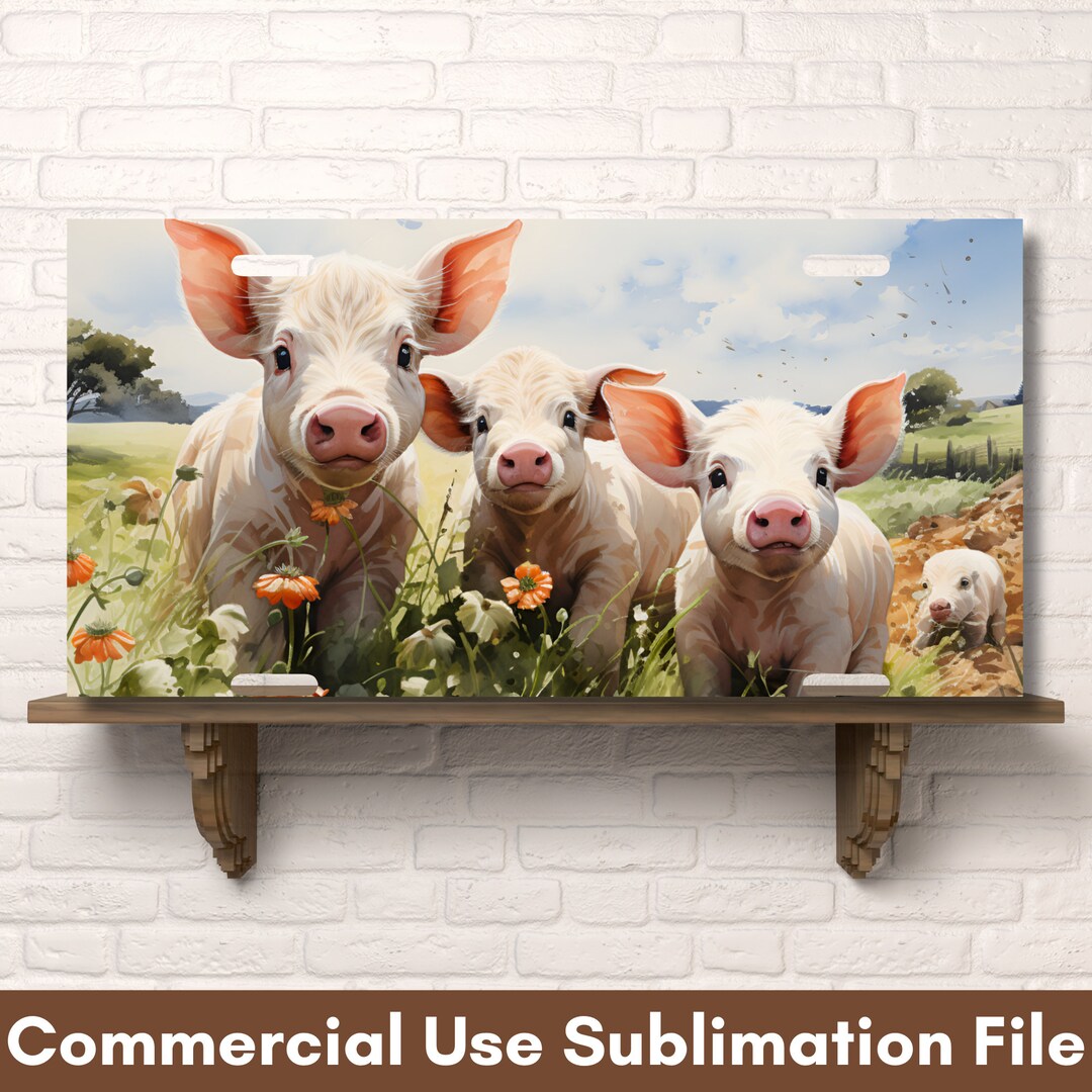 Farm Animals PNG License Plate Sublimation Design, Instant Digital ...