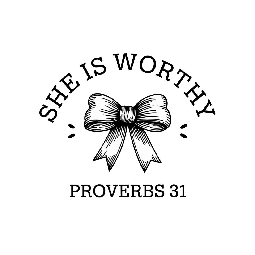 She is Worthy Bow PNG, Christian Bow PNG, Bible Verse PNG, Girly ...