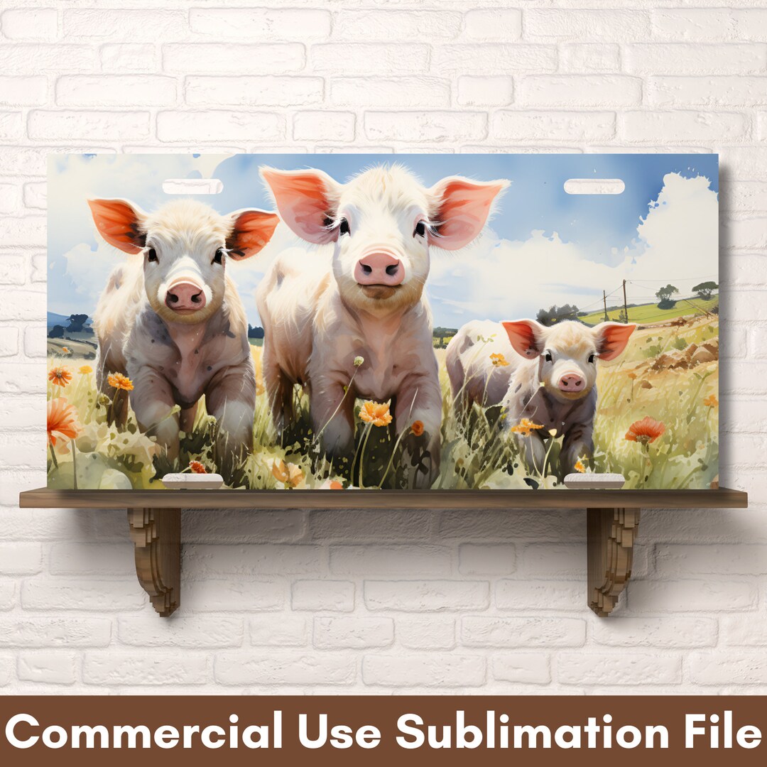 Farm Animals PNG License Plate Sublimation Design, Instant Digital ...