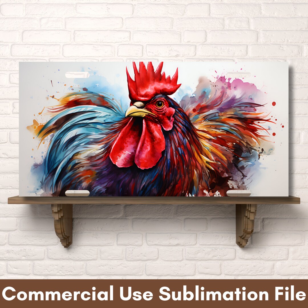 Watercolor Chicken License Plate Sublimation Design Instant - Etsy