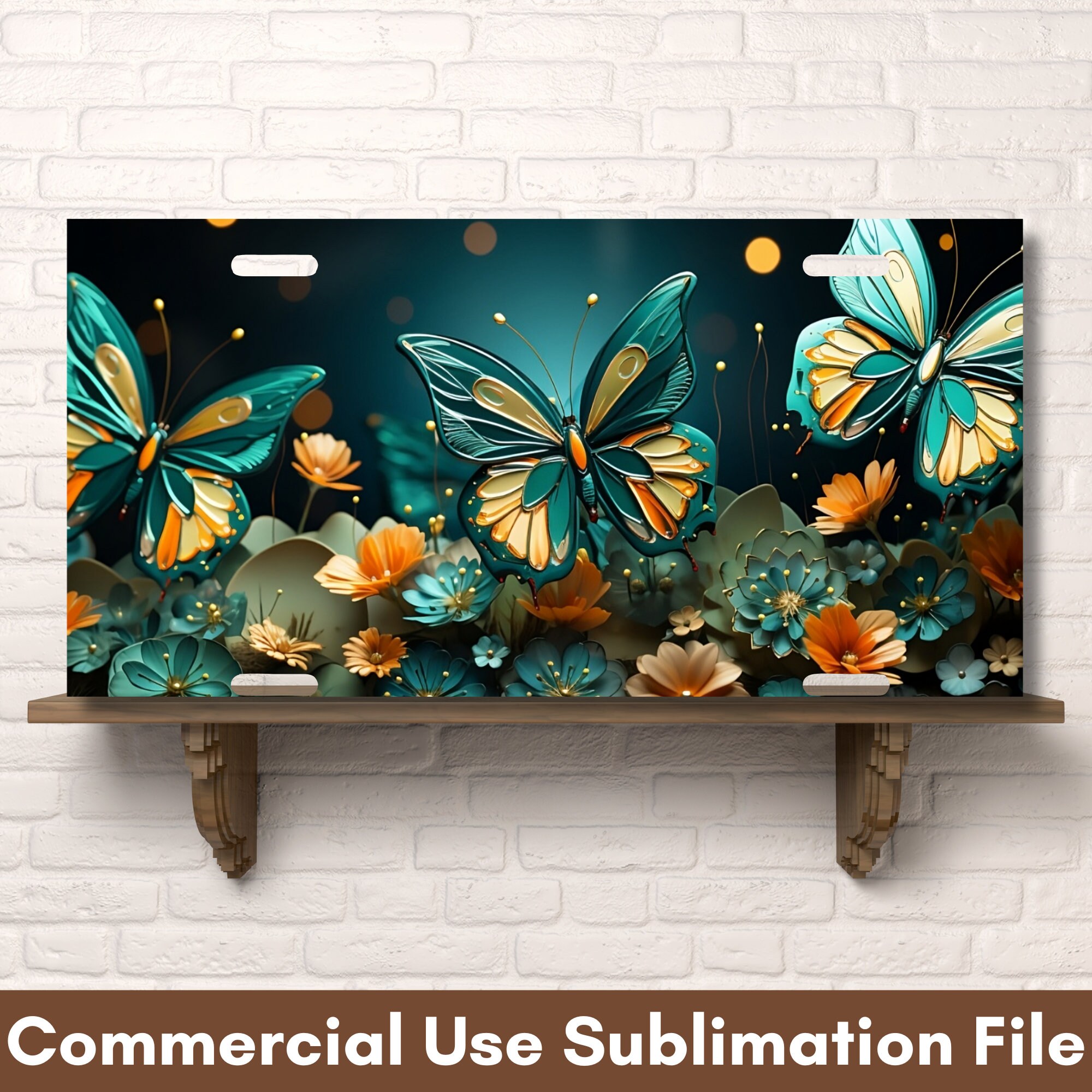 Butterflies Flowers PNG Sublimation License Plate Sublimation - Etsy
