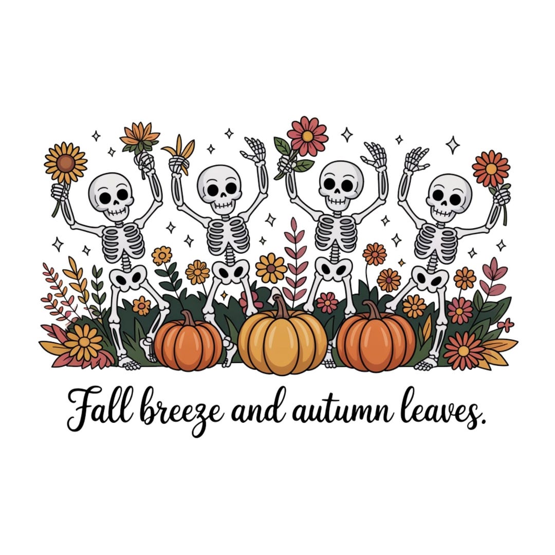 Fall PNG, Fall Breeze and Autumn Leaves, Skeleton PNG, Fall Quotes PNG ...