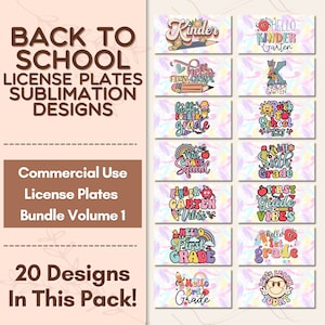 Back to School PNG Bundle Sublimation License Plate Sublimation Designs ...
