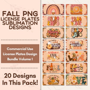 Fall PNG Bundle License Plate Sublimation Designs, Fall PNG Sublimation ...