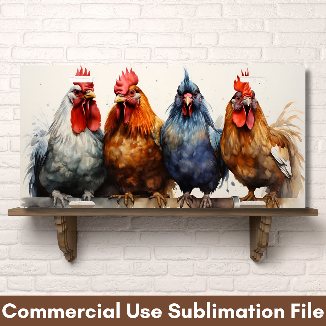 Watercolor Chicken License Plate Sublimation Design, Instant Digital ...