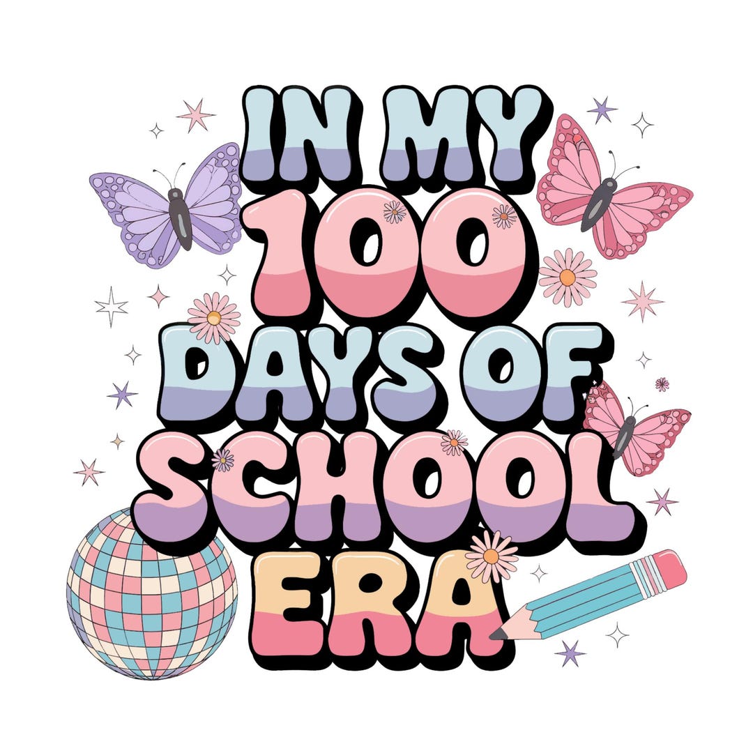 Retro in My 100 Days of School Era PNG, 100 Days of School PNG, Retro ...