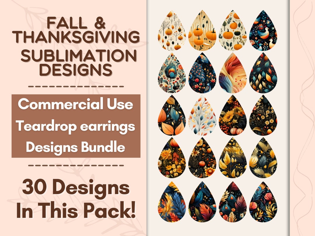 Fall PNG Sublimation Teardrop Earring PNG Sublimation Bundle Files ...