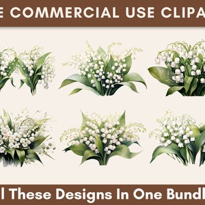 May Birth Flower PNG Bundle Watercolor Flower Designs, Lilies PNG Files ...