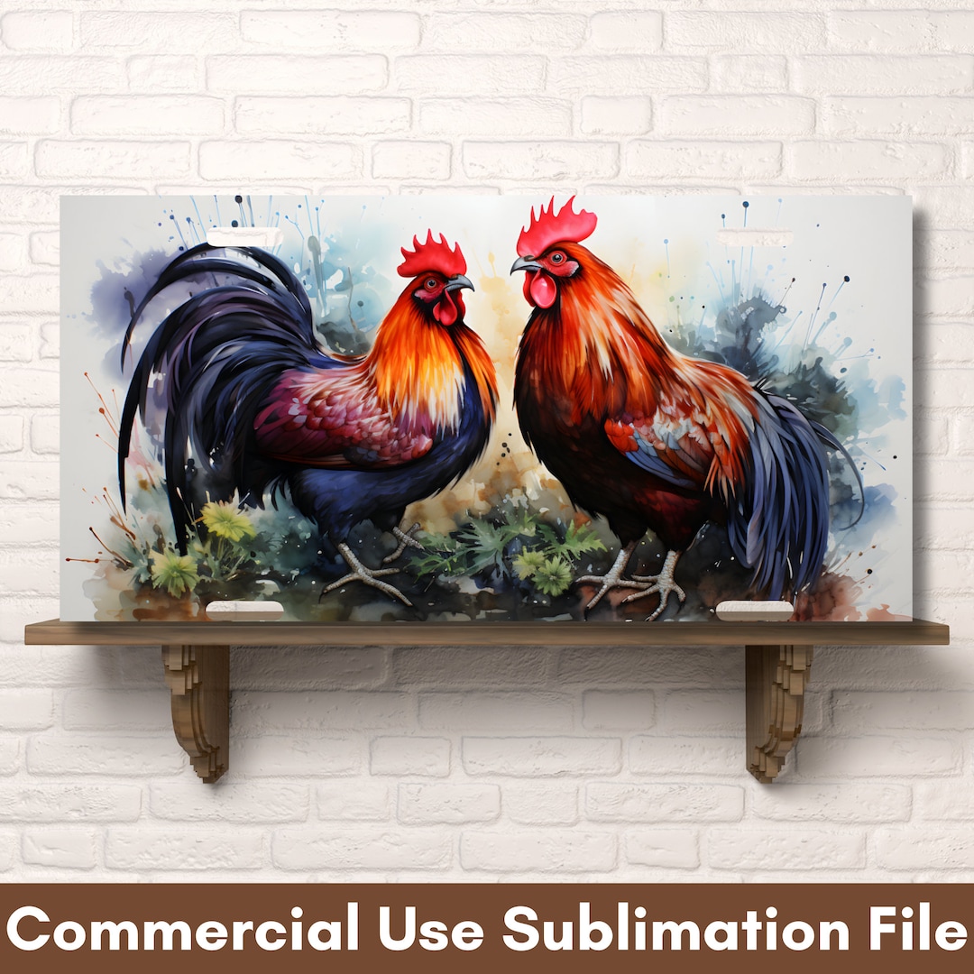 Watercolor Chicken License Plate Sublimation Design, Instant Digital ...