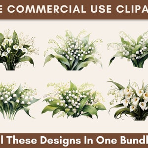 May Birth Flower PNG Bundle Watercolor Flower Designs, Lilies PNG Files ...