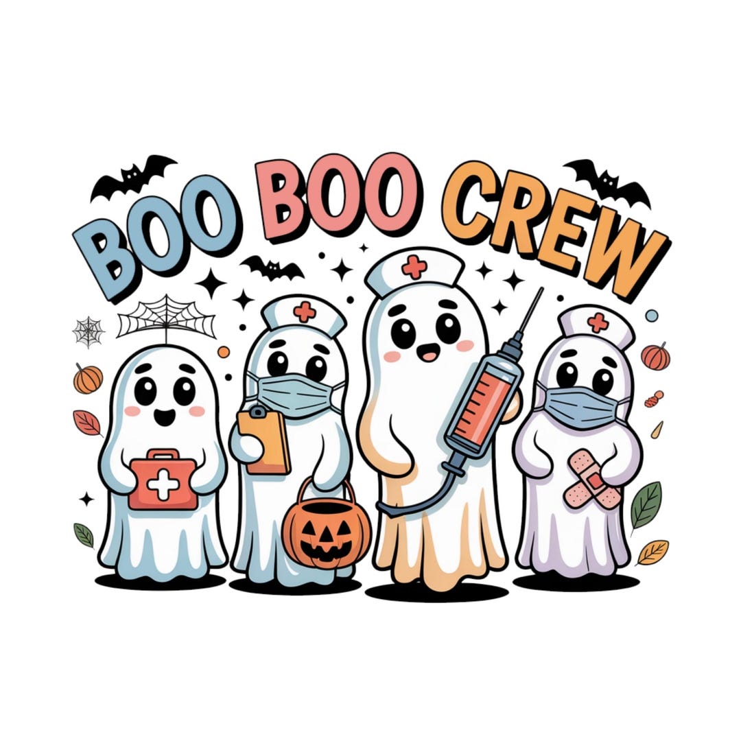 Boo Boo Crew PNG File, Ghost Nurse PNG, Funny Nurse PNG, Cute Ghost Png ...
