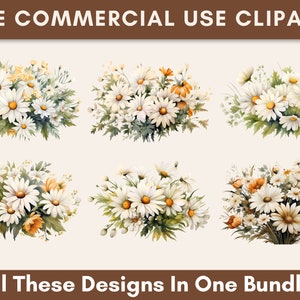April Birth Flower PNG Bundle Watercolor Flower Designs, Daisies PNG ...