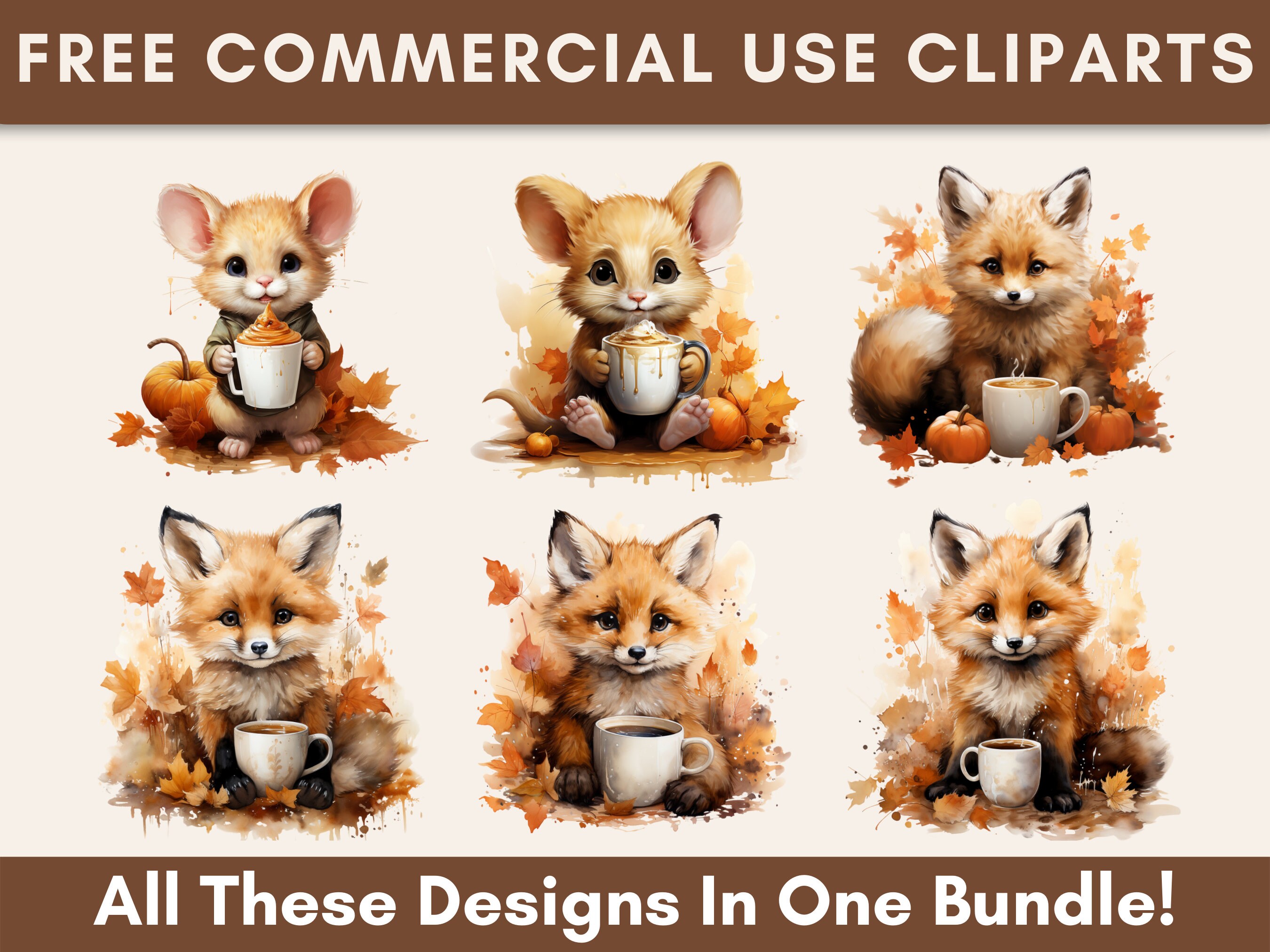 Cute Fall Clipart PNG Bundle, Fall PNG Bundle for Sublimation, Forest ...