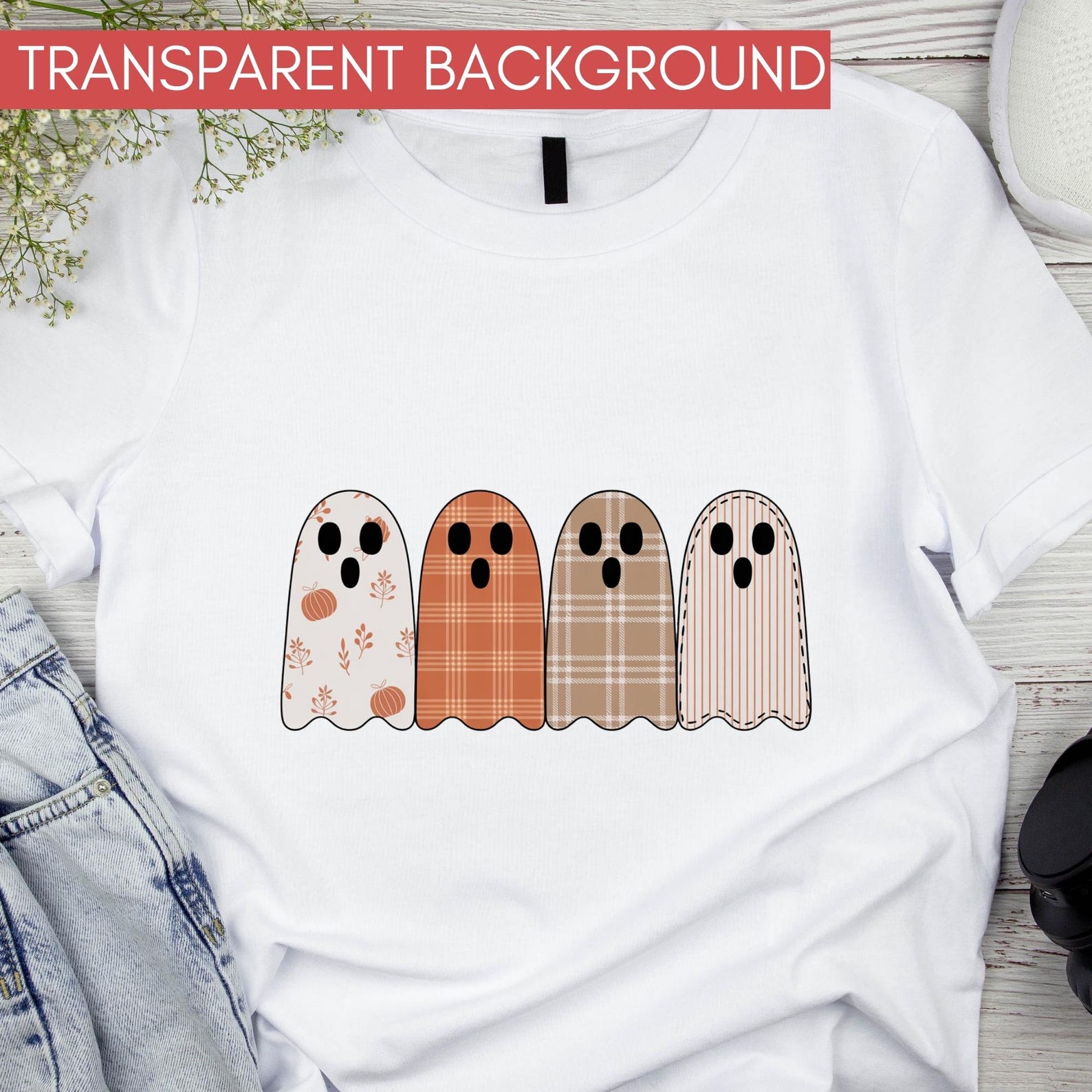 Preppy Floral Ghost PNG, Floral Ghost PNG, Fall Ghost PNG, Autumn Png ...