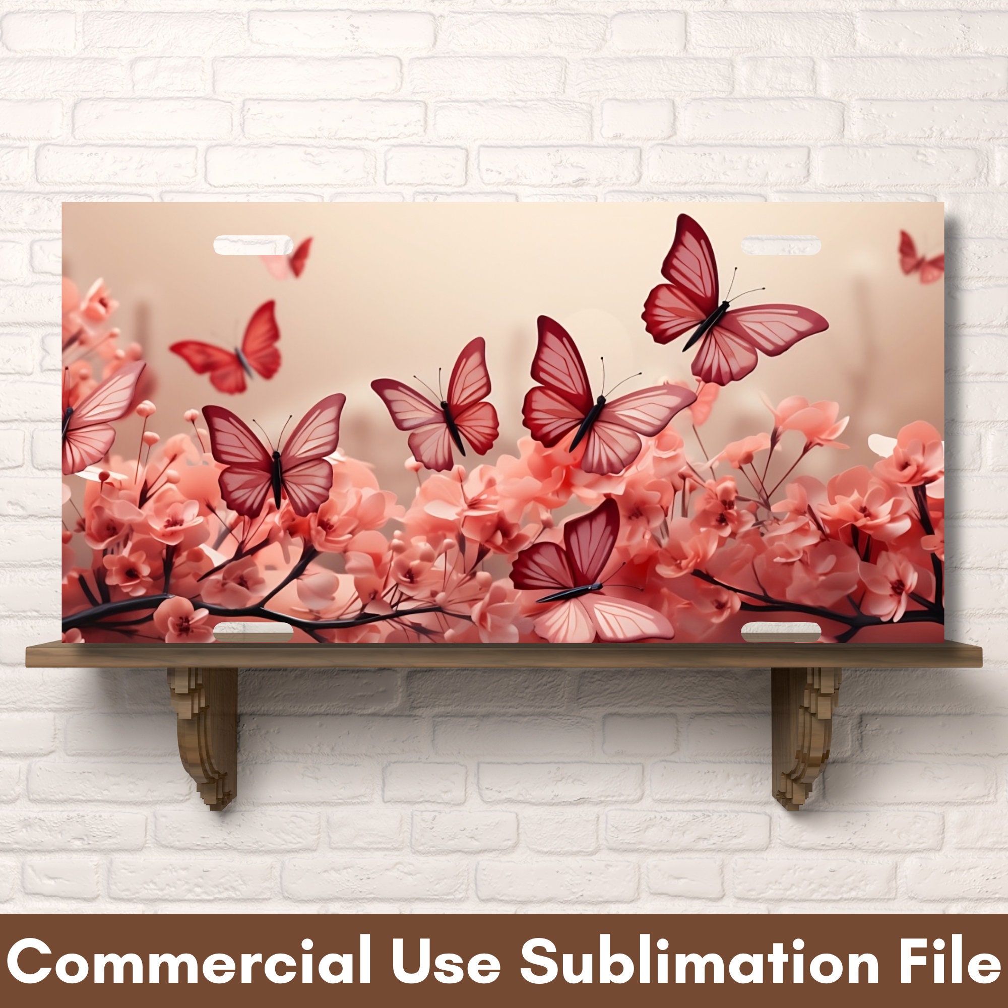 Butterflies Flowers PNG Sublimation License Plate Sublimation - Etsy